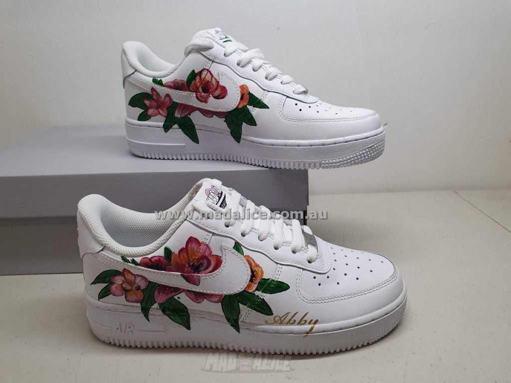 Wild Roses custom painted AF1 shoes - MAD ALICE CUSTOM KICKS