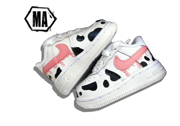 Drippy Cow print- Kids custom painted shoes