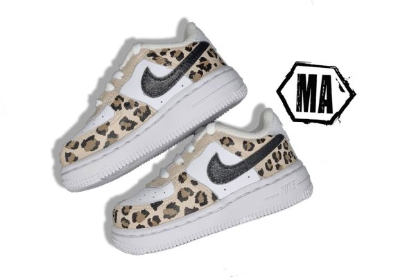 Kids Leopard print AF1's - MAD ALICE CUSTOM KICKS